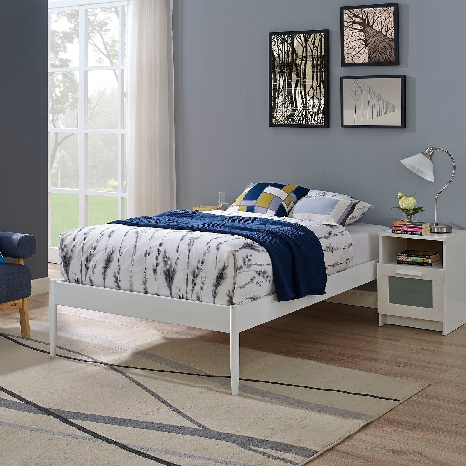 Elsie Twin Bed Frame In White - Hyme Furniture