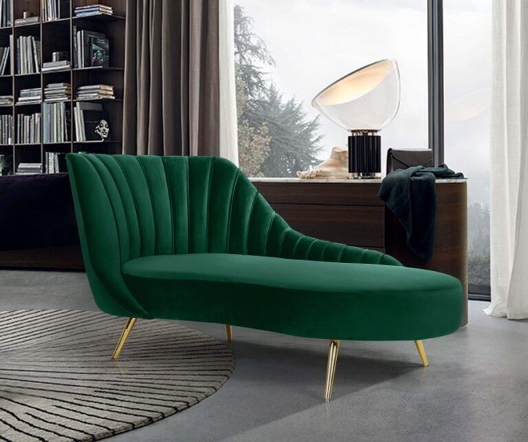 Margo Velvet Chaise Lounge in Green - Hyme Furniture