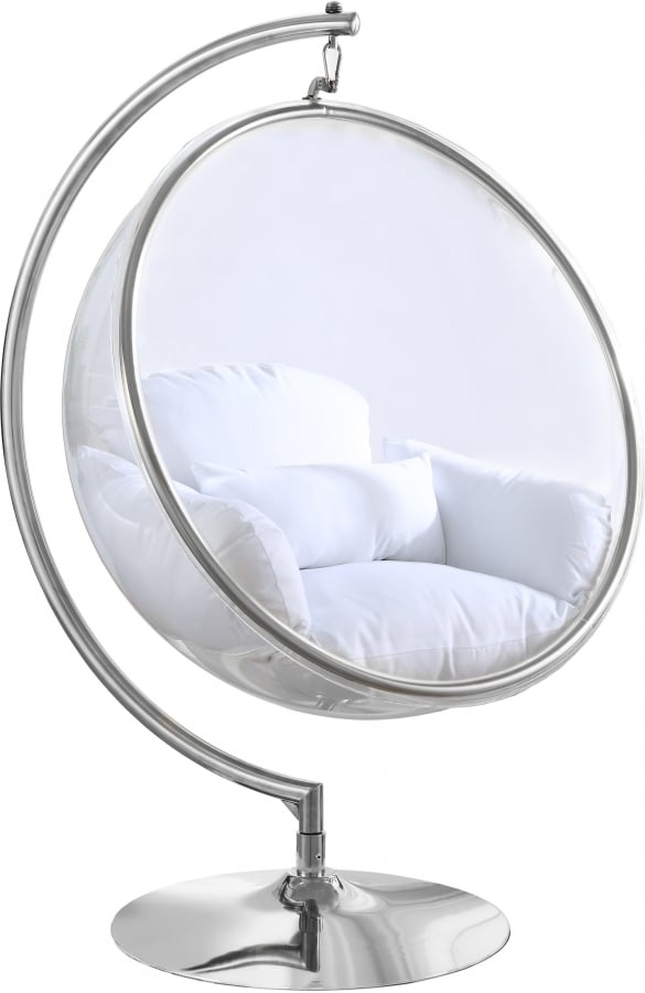 Luna Acrylic Swing Bubble Accent Chair In White - Hyme Furniture