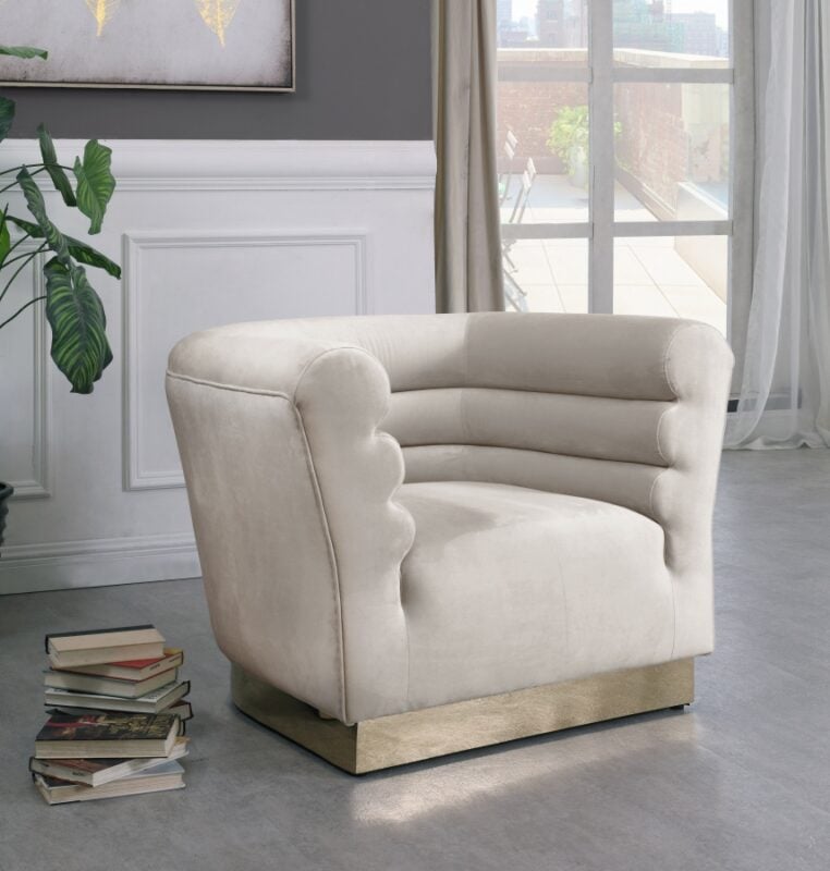Bellini Velvet Chair In Cream - Hyme Furniture