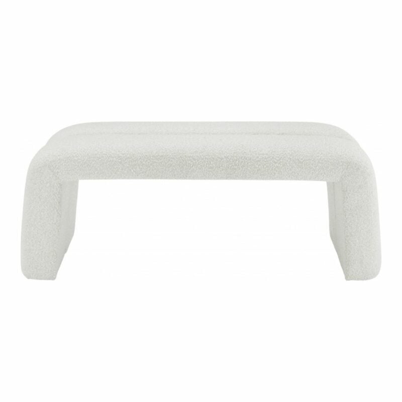 Arc Boucle Fabric Bench In Cream - Hyme Furniture