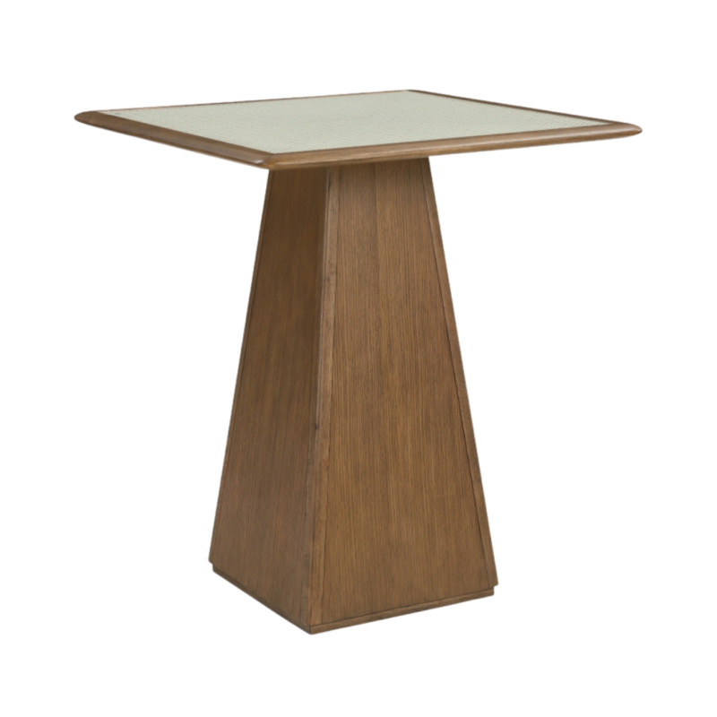 Atrium 36" Glass And Cane Top With Solid Wood Base Bar Height Table In ...